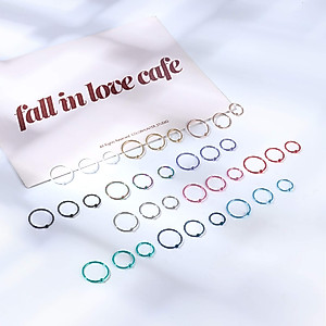 ORAZIO 36Pcs Surgical Steel Nose Ring Hoop for Women 20 Gauge Nose Piercing Jewelry Septum Ring Cartilage Helix Piercing 6-12mm