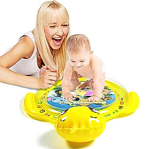 SUNSHINE-MALL Duck Baby Water mat, Tummy Baby Toys, Inflatable Play Mat Water Cushion Baby Toys, Fun Early Development Activity Play Center for Newborn (91 x 71 cm)