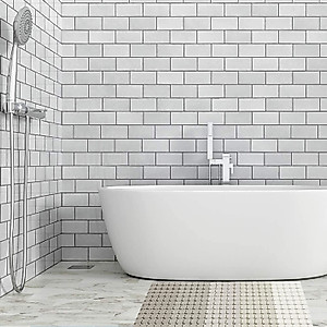 BEMISO Shower Mat Non Slip Bathtub Mat with Suction Cups and Drain Holes Bath mat for tub 33.4 x 15.7 Inch Large Size