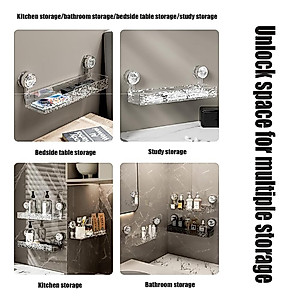 Androf Acrylic Transparent Shower Storage, Raidley No Drill Clear Wall Caddy Large Capacity, Drainage, Raidley Easymount Bathroom Storage Shelf (Rectangle-Silver)