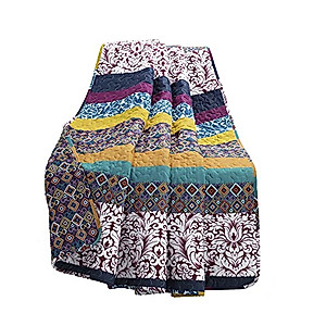 Lush Decor Boho Stripe Throw Blanket, 60" x 50", Plum & Yellow