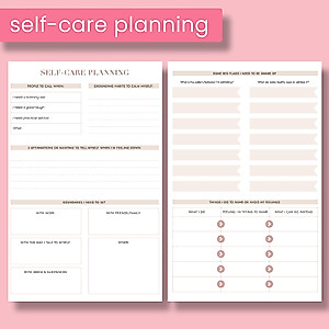 CanPlan Mental Health Planner - Self Care Gift for Women, Mental Health Journal, Book, Anxiety, Depression, ADHD Planner and Tracker, Self Love Self Care Journal, Wellness Planner, Pink