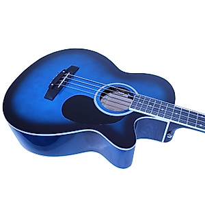 Vizcaya Full Size 4 Strings Cutaway Acoustic-Electric Bass Guitar With 4-Band Equalizer,5mm Padding Gig Bag,Strap, Picks-Blue