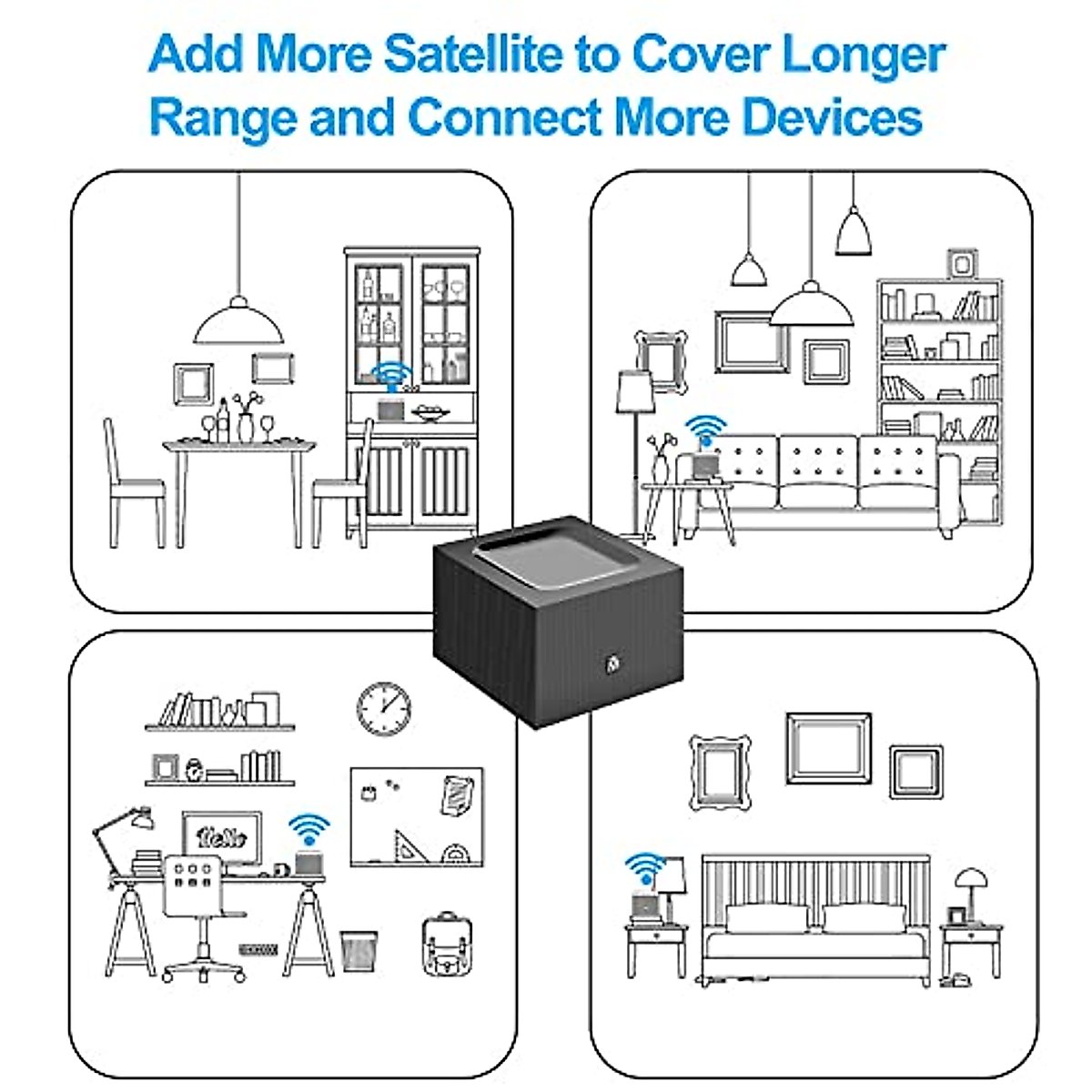 Whole Home Mesh WiFi System 1200Mbps Dual Band - Up to 3000 Sq.ft Coverage, Mesh Router for Wireless Internet, WiFi Router/Extender Replacement - 2 Pack