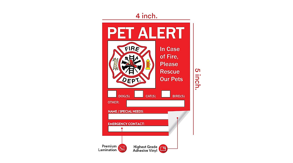 Pet Alert Safety Rescue Sticker for Emergencies