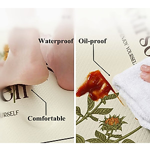 UKELER Farmhouse Kitchen Rug Set 2 PCS Sunflower Floral Waterproof Laundry Room Rugs Runner Non Slip Cushioned Anti-Fatigue Area Rugs for Kitchen Laundry Room