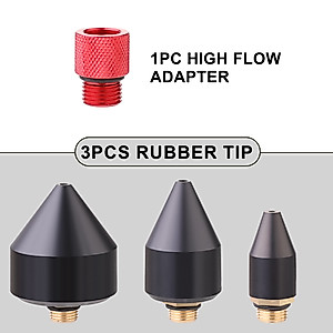 Hromee 1/8-Inch Rubber Tip Set for Air Blow Gun, 4 Pieces Air Compressor Gun Nozzle with 1/2-Inch High Flow Adapter