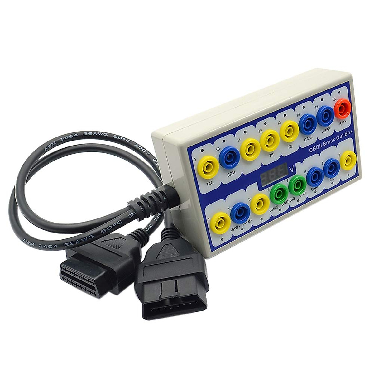 OBD 2 Breakout Box - OBD 2 Protocol Detector Tester Auto Car Tools Diagnostic Connector Breakout Box Detector Repair with Connection Cable