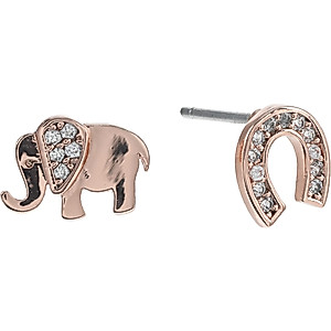 Kate Spade New York Wishes Good Luck Asymmetrical Studs Earrings Clear/Rose Gold One Size
