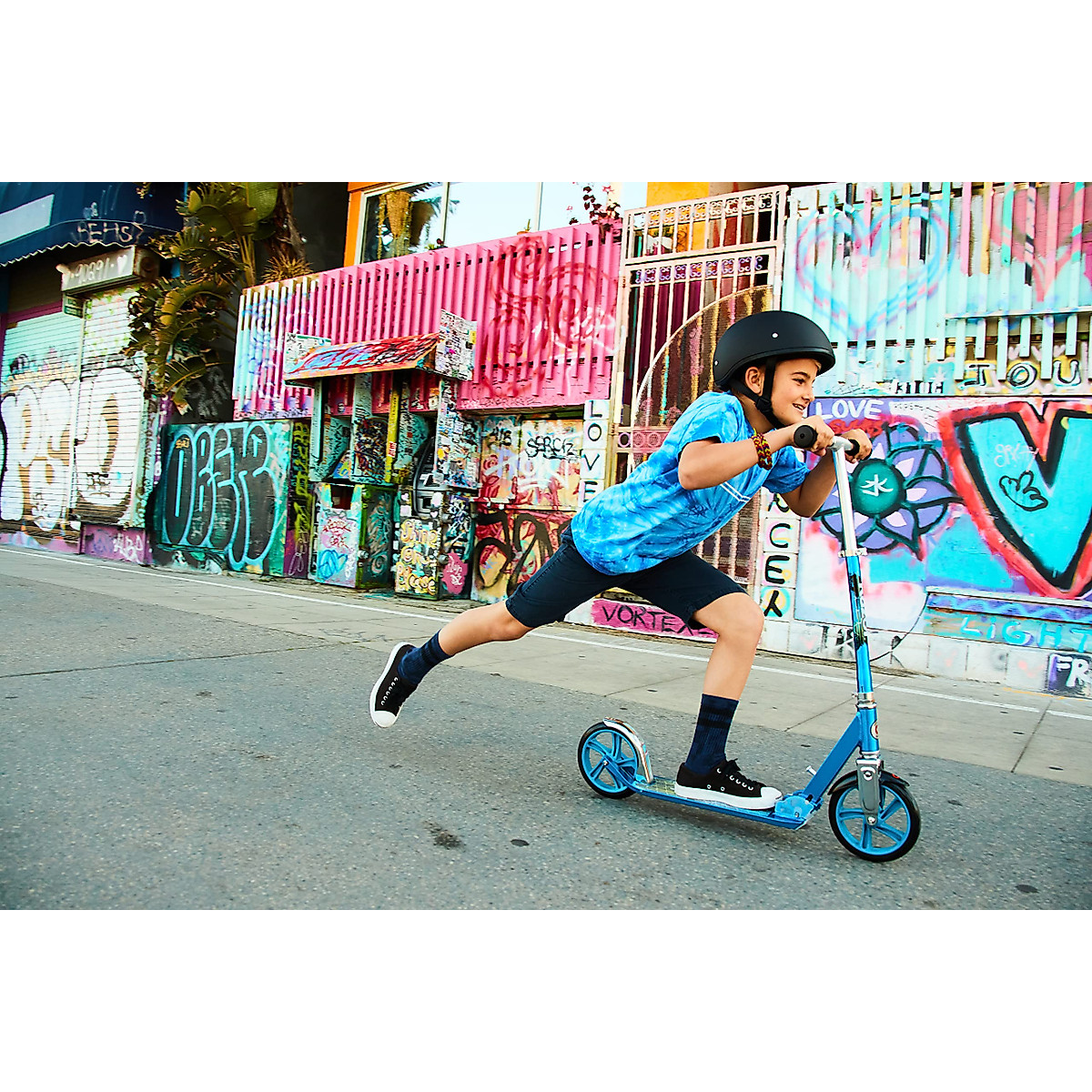 Razor A5 Lux Kick Scooter for Kids Ages 8+ - 8" Urethane Wheels, Anodized Finish Featuring Bold Colors and Graphics, for Riders up to 220 lbs