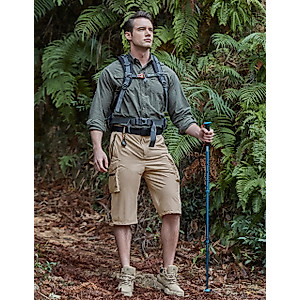 Pausel Men's Hiking Cargo Shorts Big and Tall Summer Capri Pants Travel Shorts with Zipper Pockets for Golf Fishing Camping Khaki 4XL