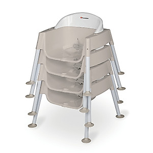 Foundations Secure Sitter 7" Feeding Chair, Stable “No Tip” Feet, 3-Point Adjustable Harness, Removable Tray, Easy to Clean, Smooth Plastic (White/Tan)