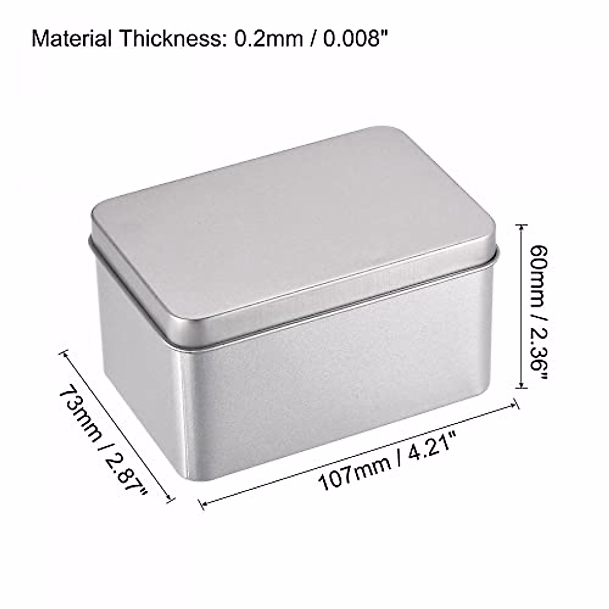 uxcell Metal Tin Box, 4pcs 4.21" x 2.87" x 2.36" Rectangular Empty Tinplate Storage Containers with Lids, Silver Tone