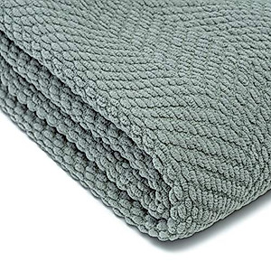 Chanasya Textured Knitted Super Soft Throw Blanket with Tassels - Warm Fluffy Cozy Plush Knit - for Couch Bed Sofa Living Room Framhouse Boho Sage Green Accent Decor (50x65 Inches) Tansage Blanket