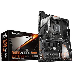 Gigabyte B450 AORUS Elite V2 Motherboard - Supports AMD Series 5000 CPUs, up to 3600MHz DDR4 (OC), 2xPCIe 3.0 x4 M.2, WiFi, GbE LAN, USB 3.1 Gen 1
