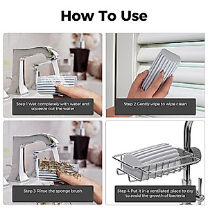 Jeymei 4-Pack Damp Clean Duster Sponge, Sponge Cleaning Brush, Duster for Cleaning Blinds, Glass, Baseboards, Vents, Railings, Mirrors,Window Track Grooves and Faucets（Gray）