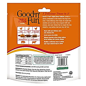 Good'n'Fun Triple Flavored Rawhide Kabobs for Dogs, 24 oz | 36 Count (P-94187)- 2 Pack