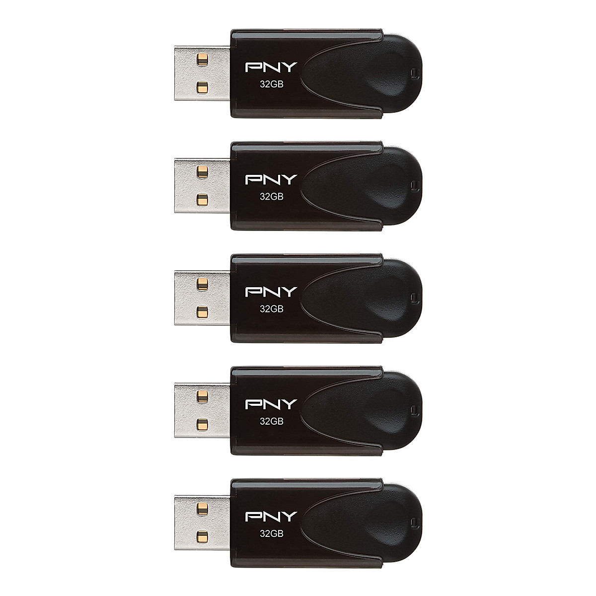 PNY 32GB Attaché 4 USB 2.0 Flash Drive 5-Pack,Black