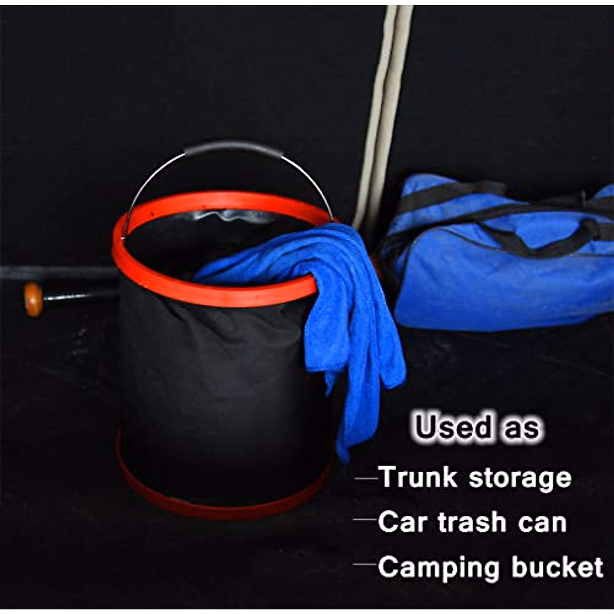 ARISKEY Foldable Water Bucket, 12L/3.1Gallons Collapsible Bucket with Cleaning Towel, Durable(2000D Oxford Cloth) Pop Up Bucket Portable Folding Bucket for Car Washing and Cleaning Camping Fishing