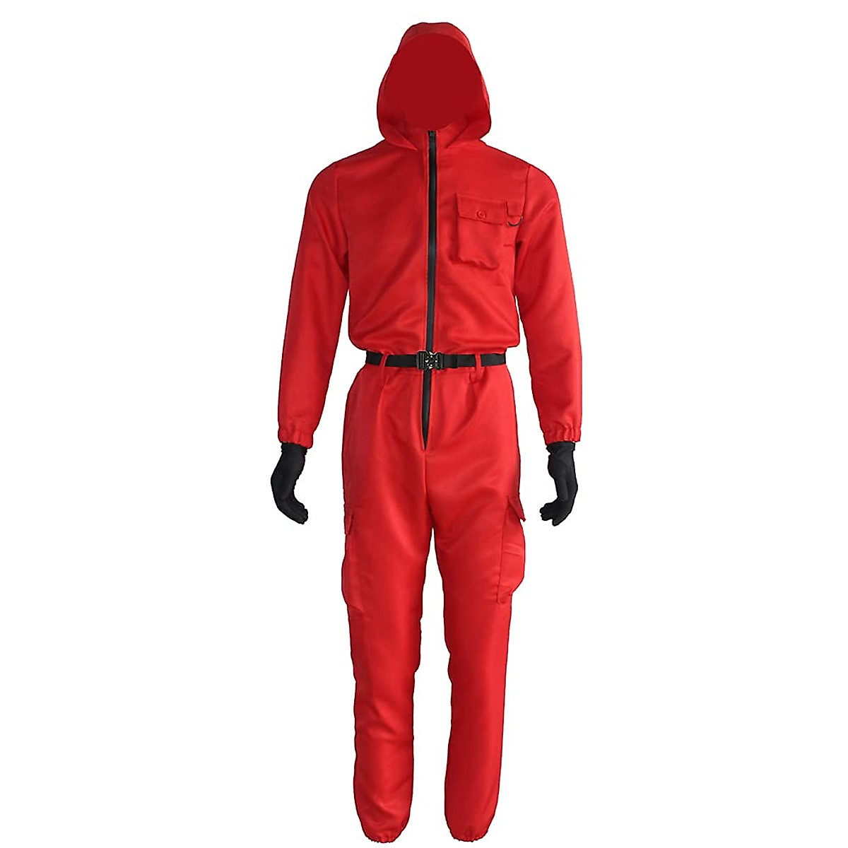 Men Red Jumpsuit Cosplay Costumes Red Suit Adult Outfit Halloween (Jumpsuit Suit, Large)