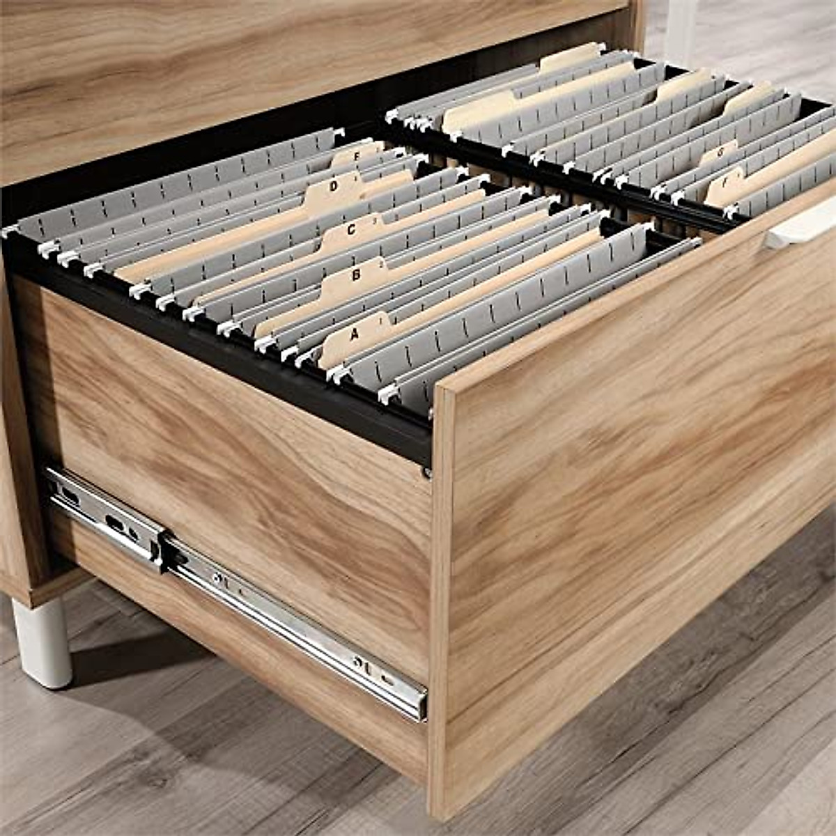 Sauder Portage Park Modern L-Shaped Desk in Kiln Acacia, Kiln Acacia Finish