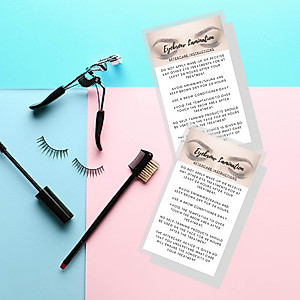 Eyebrow Lamination Aftercare Instruction Cards | Physical Printed 2 x 3.5” inches Business Card Size | White with Brow Photo Design | Starter Lift Kit with Tint at home diy aftercare supplies