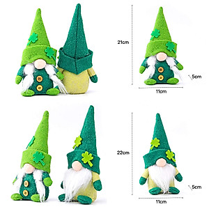 LUCKYBUNNY 2PCS Cute St Patrick's Day Gnome Doll, Handmade Tomte Swedish Nisse Toy Scandinavian Dwarf Elf Plush Dolls for Irish Holiday Party Home Decoration