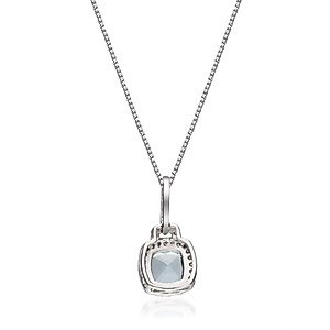 Gin & Grace 10K White Gold Natural Diamond (I1,I2) & Genuine Blue Aquamarine Pendant for Women