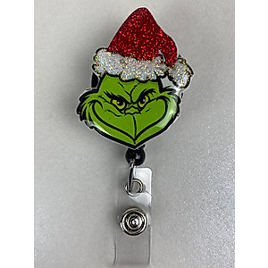 Christmas Nurse Badge Reel, Cute Holiday ID Holder, Retractable Alligator Clip