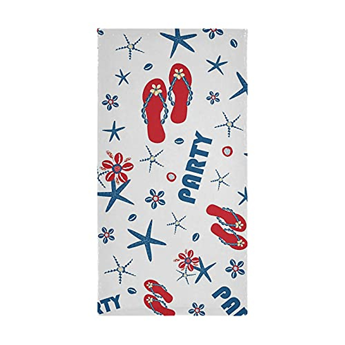 susiyo Patriotic Flip Flop Starfish Towel 2 Pcs Set, Small Washcloth Fingertip Towel for Home Decor