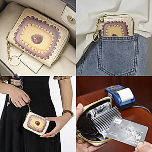 ENYISDAN RFID Blocking Leather Womens Wallet with Credit Card Case Zipper Pocket Small Credit Card Wallet Organizer Travel (Nebula)(Ladybug Pack Product Features.)