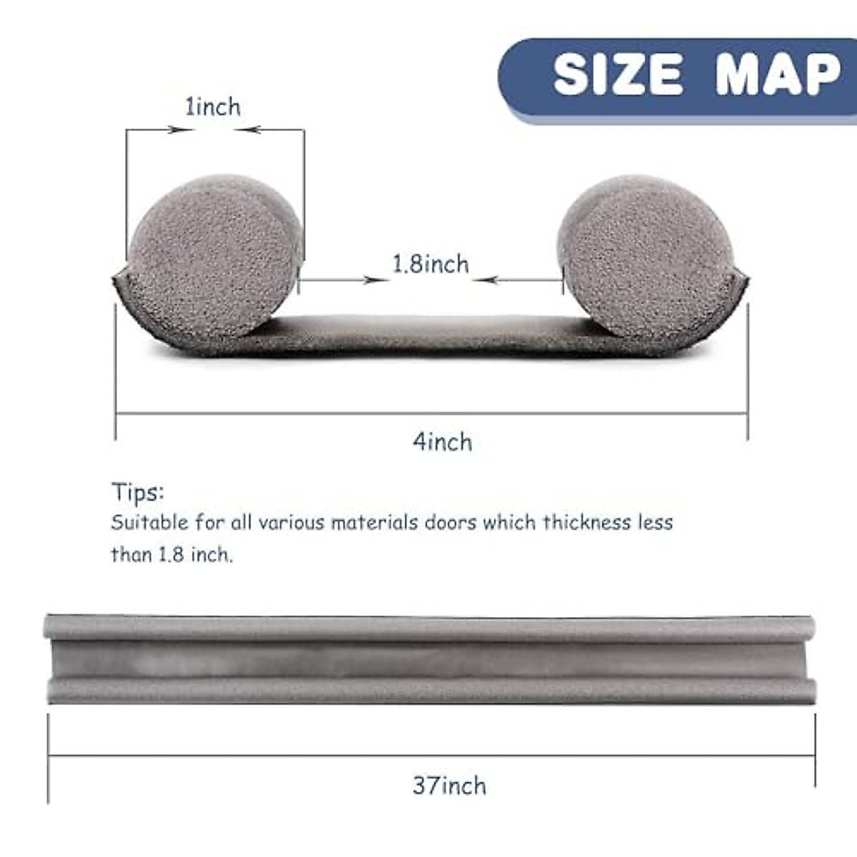 SYIPO Door Draft Stopper Adjustable 37", Twin Door Draft Blocker Cuttable & Washable, Draft Door Stopper Energy Saving Door Weather Stripping Reduce Noise Window Breeze Blocker Door Sweeps, White