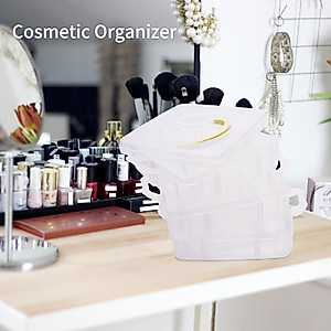 AnRui 3 Tier Stackable Art Craft Storage Box, Bead Organizer Box, Plastic Storage Container with Compartment Dividers for Washi Tape, Jewelry, Hair Accessories, Sewing Supplies, Fishing Tackle, White