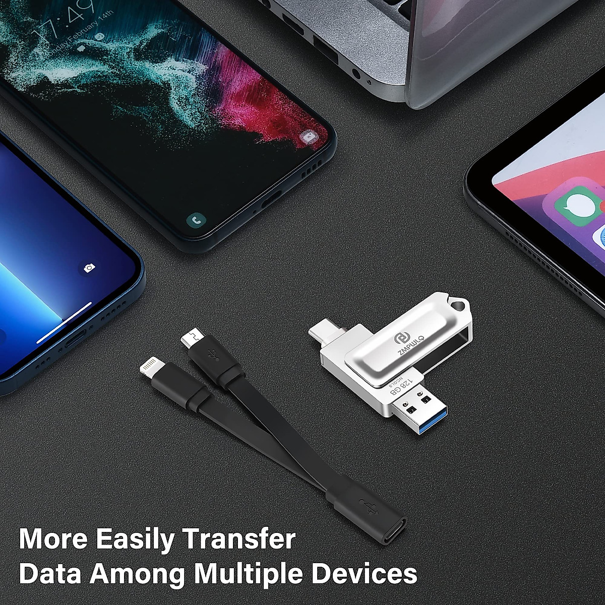 Auto Back Up for All Devices 128GB iPhone iPad Android Phones Mac and Windows Computer Storage Device Stick Picture Transfer Stick for iPhone USB Flash Drive Photos and Videos Back up Memory Stick