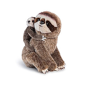 DEMDACO Momma Sloth and Baby Brown and Tan 10 Inch Polyester Soft Plush Stuffed Animal