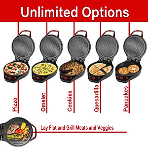 Brentwood TS-124R 12-Inch Non-Stick Pizza Maker and Grill with Timer, Red