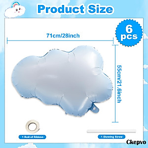 Ckepvo Cloud Balloons 6PCS White Cloud Foil Balloons Cloud Party Decorations,Cloud Balloon For Birthday Party Decorations Supplies Themed Party Birthday Baby Shower,Clouds Decorations