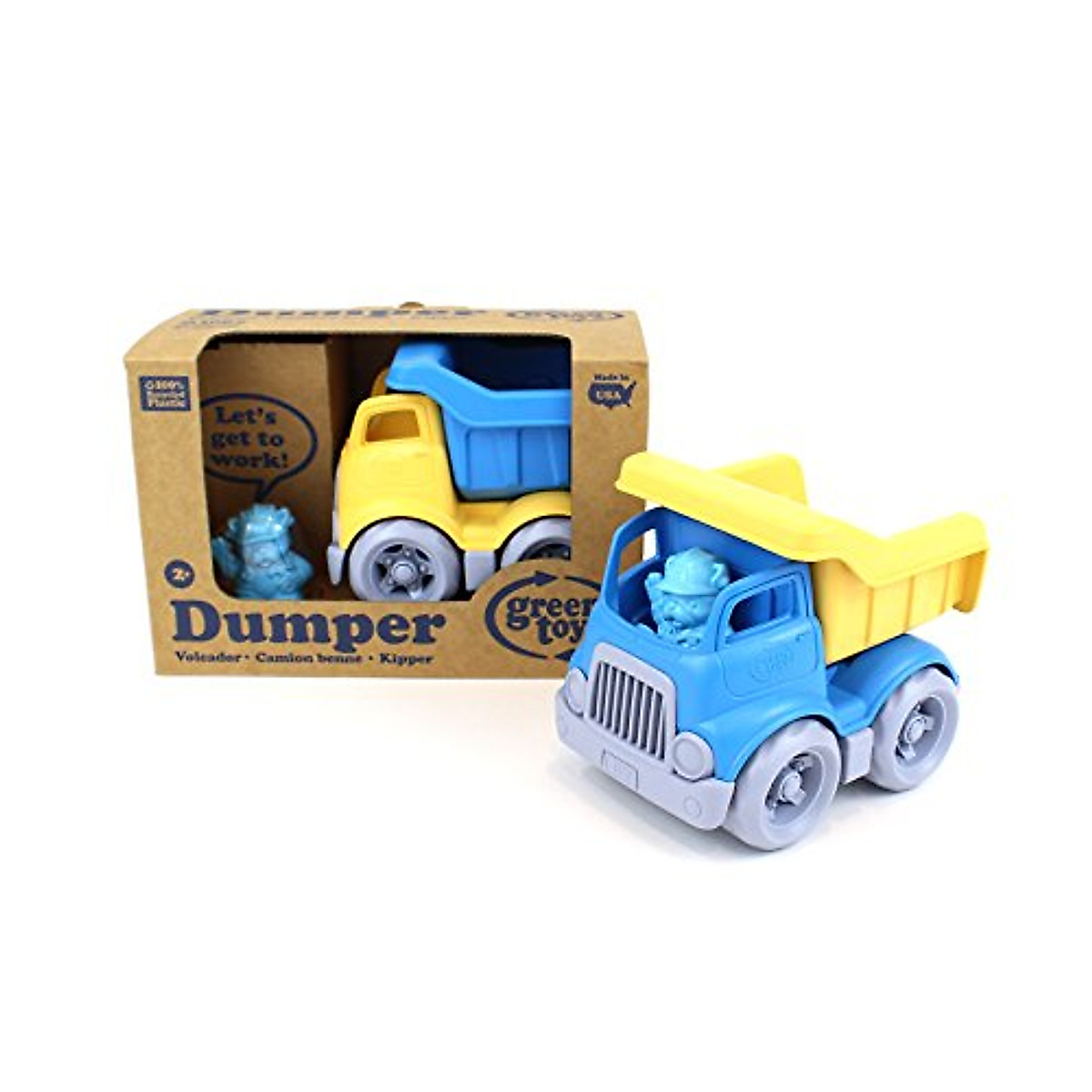 Green Toys Dumper Construction Truck Blue/ Yellow, 5.75x7.5x5.5, count of 2