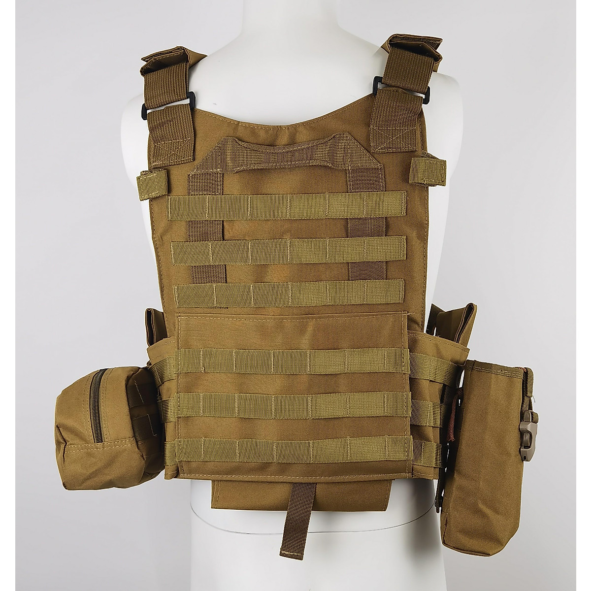Invenko Heavy Duty Tactical Molle Airsoft Vest Outdoor Hunting Paintball Sports Outdoor Gaming Security Gurad Duty Soft Vest (tan)