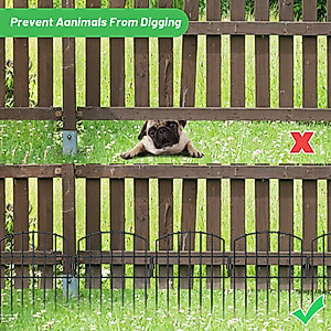 19 Pack Animal Barrier Fence, 20.6 Ft(L) X 17 in(H) No Dig Garden Decorative Fence Rustproof Garden Fence Border for Dog Rabbits Ground Stakes Defense and Outdoor Patio, T Shape