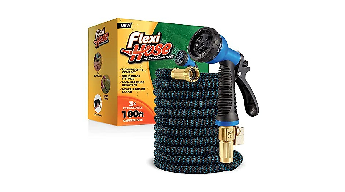 Flexi Hose 100ft Expandable Garden Hose with No-Kink & 8-Function Nozzle
