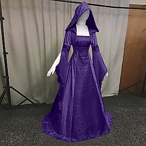 Steampunk Skirt,18th Century Renaissance Dress Womens Medieval Court Party Gown Ball Costume Halloween Gothic Vintage Hooded Dress