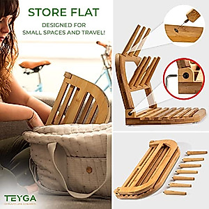 TEYGA Baby Bottle Drying Rack - Indestructible Bamboo Baby Bottle Rack Dryer, Pro-Earth Baby Bottle Holder & Baby Bottle Dryer Rack, Use as a Travel Baby Bottle Cleaning Kit as a Baby Bottle Organizer