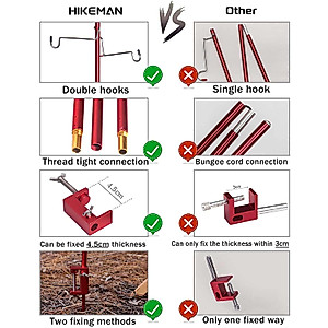 HIKEMAN Folding Lantern Stand Pole Portable Lamp Stand Hook Collapasible Light Stand Holder for Camping Fishing Picnic BBQ Outdoor Activities (Black)