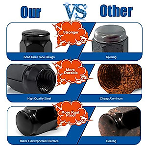 GAsupply Black Lug Nuts, 1/2-20 Closed End Bulge Acorn Lug Nuts 3/4 inch 19mm Hex 1.38 inch Tall 60 Degree Conical Seat