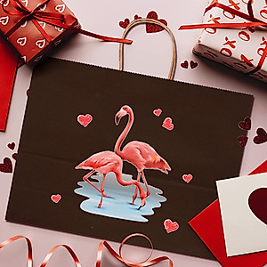 Eupako Kraft Paper Bags with Handles, 5.25x3.75x8 White Small Gift Bags, Kraft Shopping Bags, Party Favor Bags, Retail, Business, Merchandise for Valentine's Day, Mother's Day (Pack of 25)