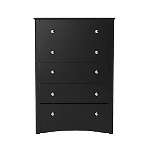 Prepac Sonoma 5-Drawer Chest for Bedroom, 16" D x 31.5" W x 45.25" H, Black