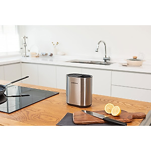 Knife Block and Utensil Holder for Kitchen Counter Storage Organization, Stainless-Steel Holder with Built-In Water Drip Tray