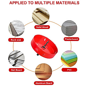 6 Inch Hole Saw - 152mm HSS Bi-Metal Hole Cutter for Different Project with Smooth and Flat Drilling Edge, Fast Chip Removal, Handy Hole Saw Kit Set for Cornhole Boards,Bean Bags Games,Recessed Lights