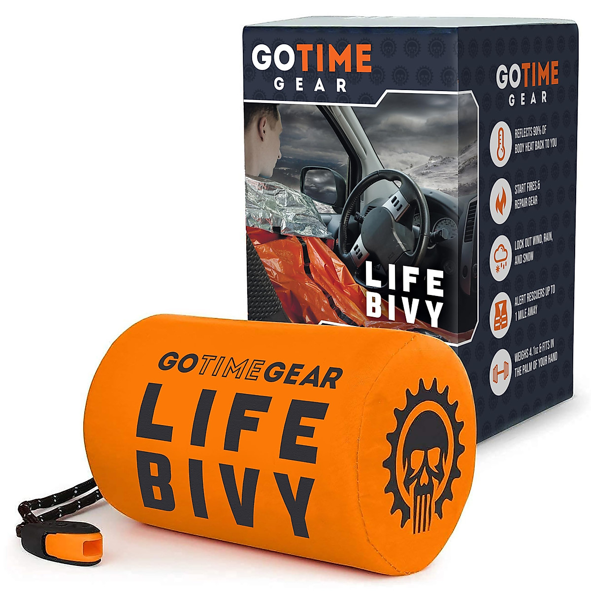 Go Time Gear - Life Bivy Thermal Bivvy and Life Survival Shelter - Emergency Sleeping Bags and Survival Tent - Emergency Bag Bundle (Orange)